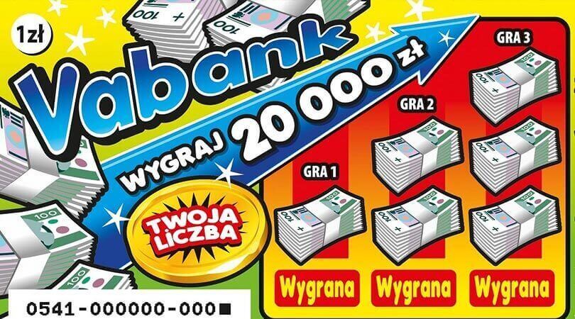Vabank Lotto zdrapka za 1 zł | Wygraj 20 000 zł lub graj online